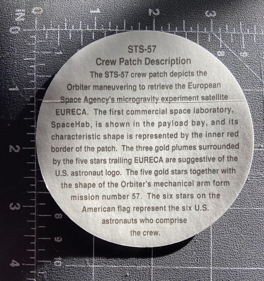 STS-57 Space Shuttle Endeavour Sticker Decal NASA STS 57 Crew Mission ...