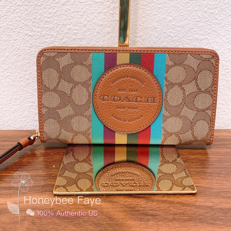 Nwt Coach Dempsey Large Phone Wallet In Signature Jacquard With Stripe ...