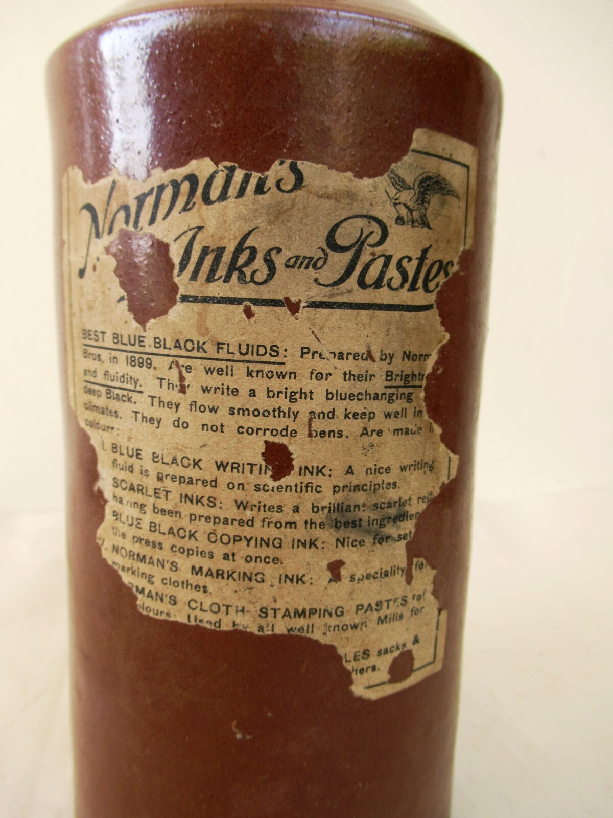 Antique Normans Ink Stoneware Salt Glazed Ink Bottle Jug Pot ...