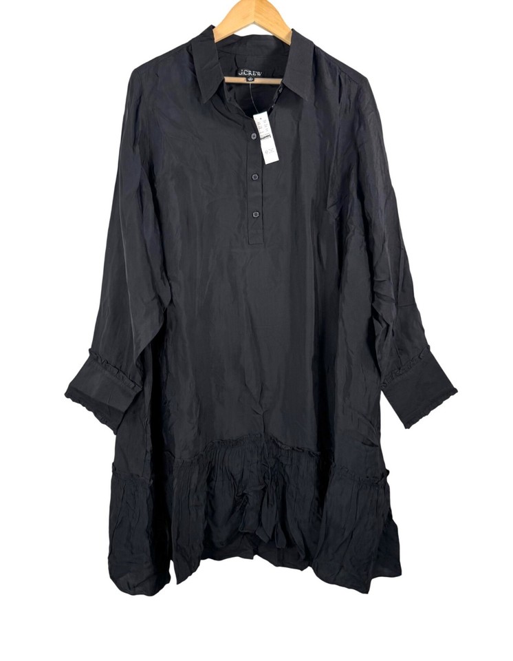 J.Crew Amelia popover shirtdress in drapey viscose twill black 90s sz ...