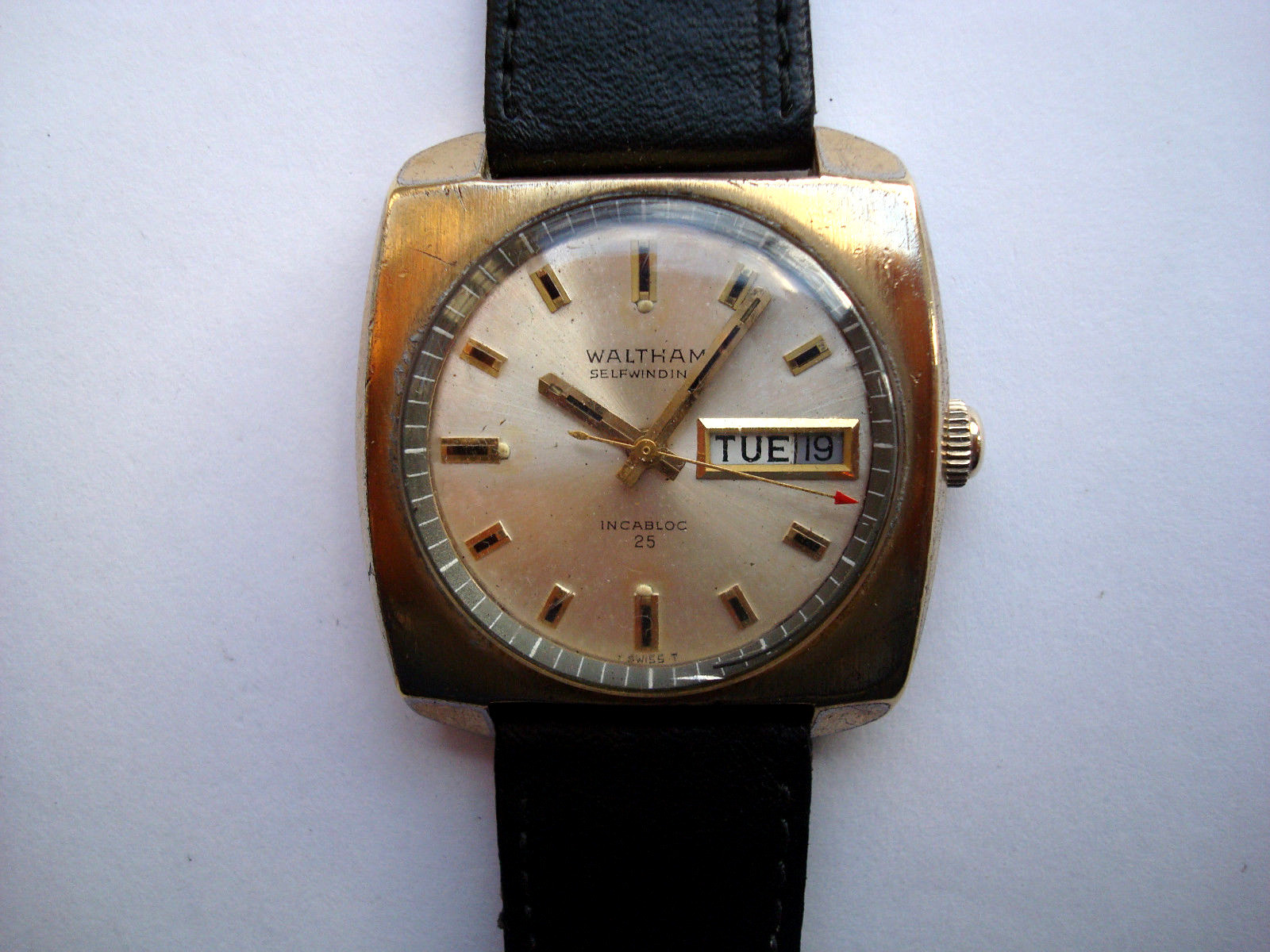 Waltham Men's Automatic Self-winding Watch 25 Jewel Day Date Red Arrow ...