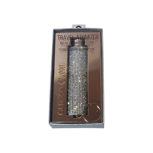 GLITZ & GLAM Travel Perfume Spray Atomizer Keychain SILVER blinged ...