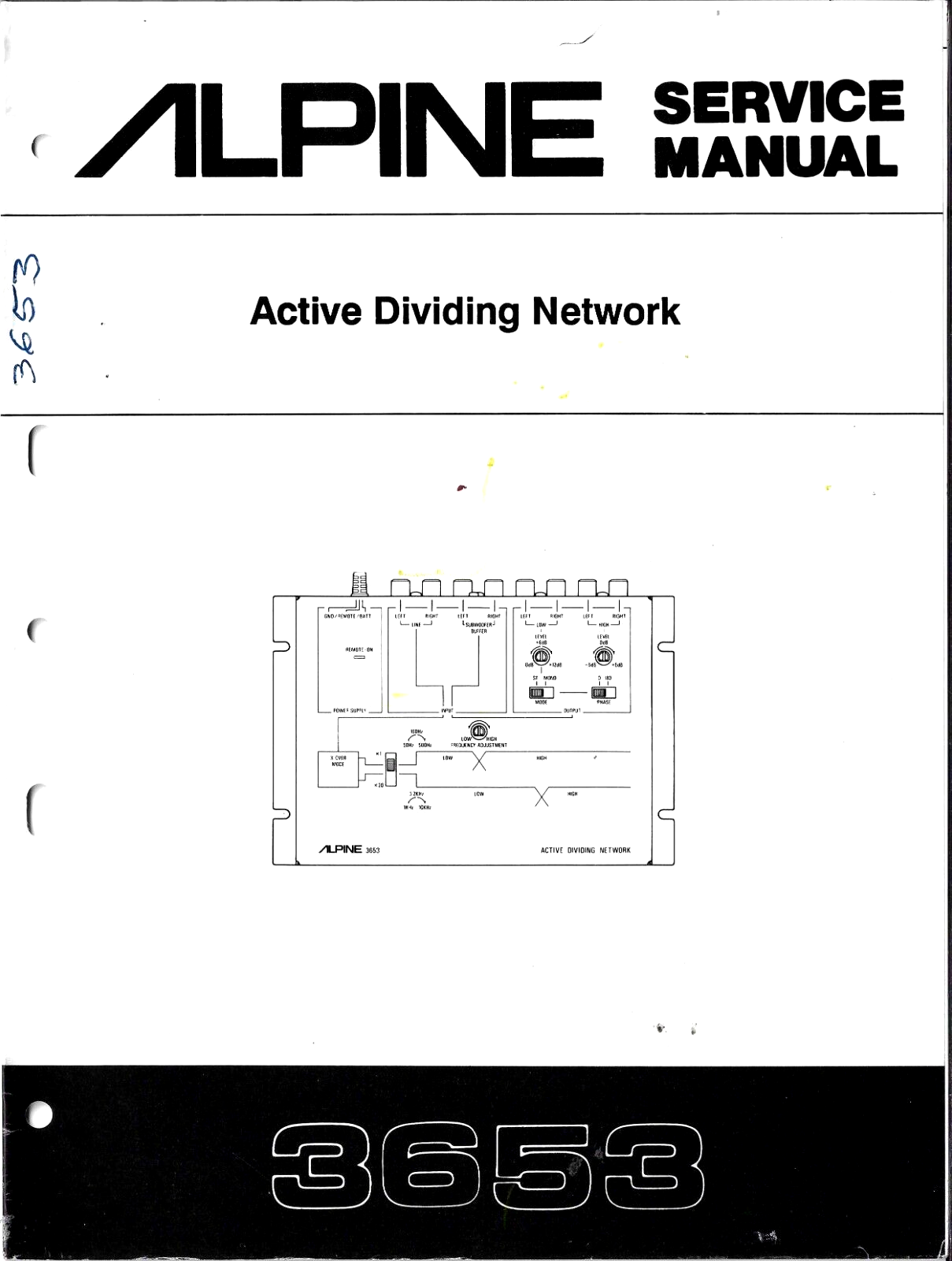 ALPINE 3653 ELECTRONIC ACTIVE DIVIDING NETWORK, SERVICE MANUAL ...
