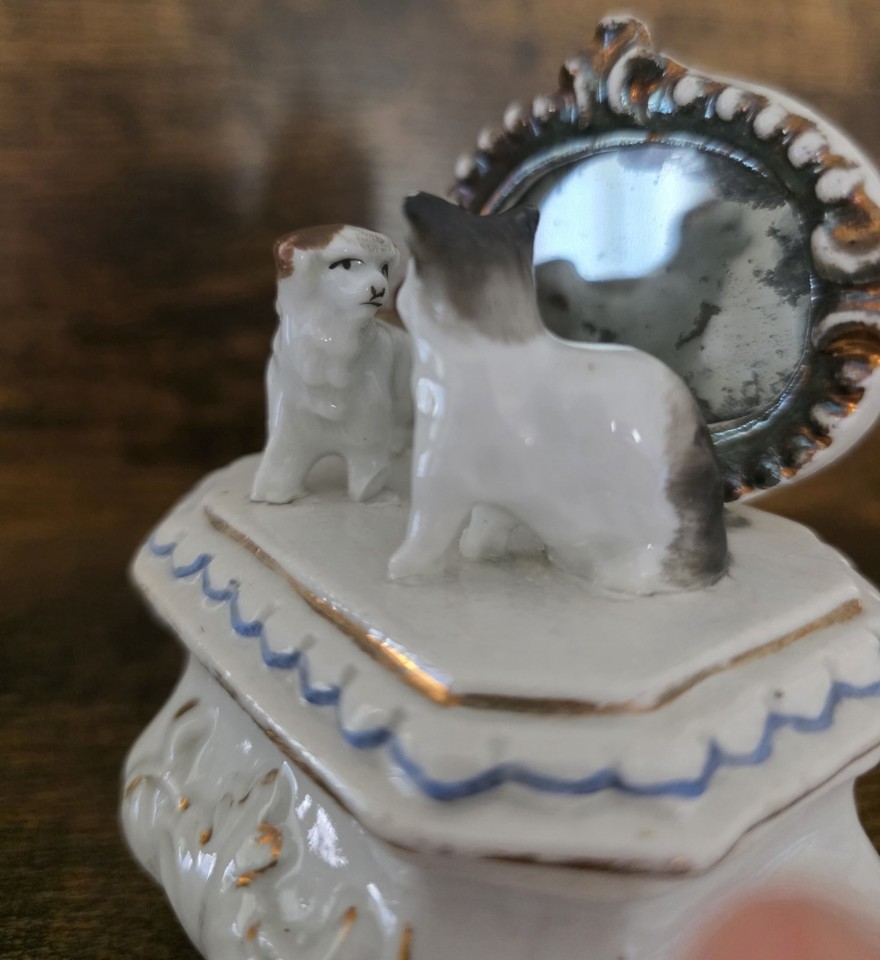 Antique Victorian Conta And Boehme Porcelain Fairing Box Kitty Cats In ...