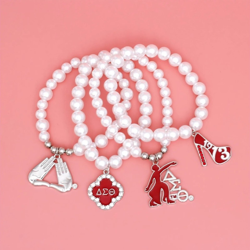 Delta Sigma Theta, Hand Sign, 1913 Heel Charms White Pearl Bead ...