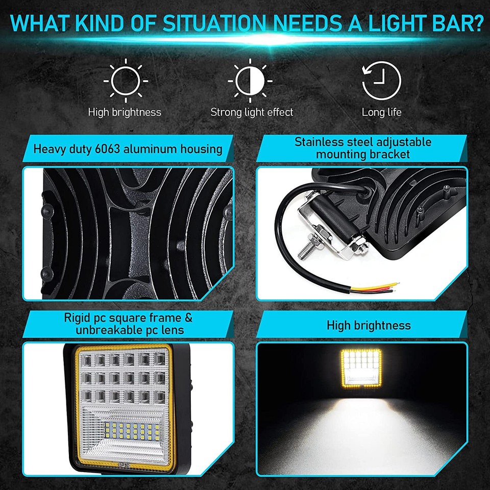 4PCS LED WORK LIGHTS for Caterpillar Skid Steers Excavator Forklift ...