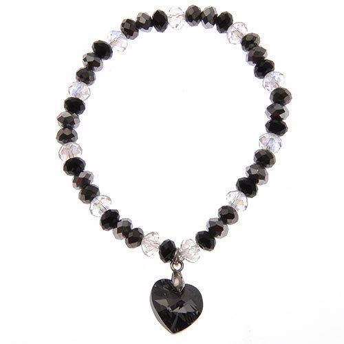 Made With Swarovski Elements Silver Night Crystal Heart Bracelet ...
