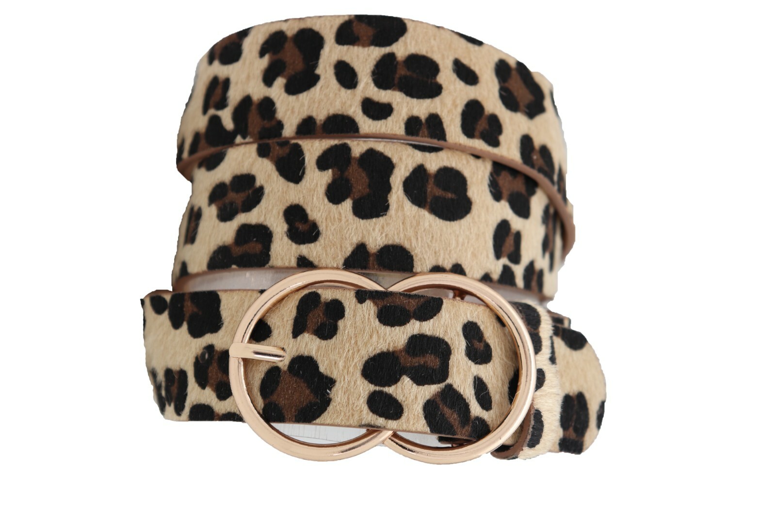 Women Hip Waist Fashion Belt Beige Faux Leather Leopard Animal Print ...
