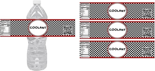 Racing Theme Water Bottle Labels, Coolant Design, 8.5 x 2 inches, Set ...
