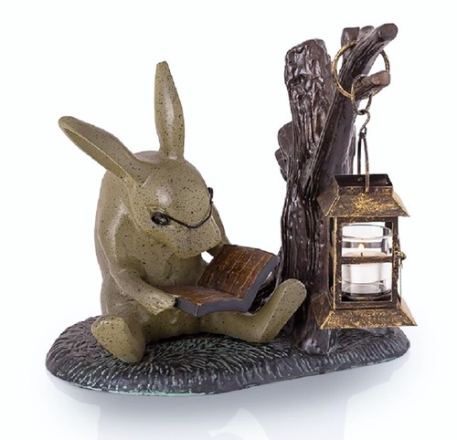 Booklover Rabbit Reading Garden Lantern Sculpture Bunny Statue ~ SPI ...
