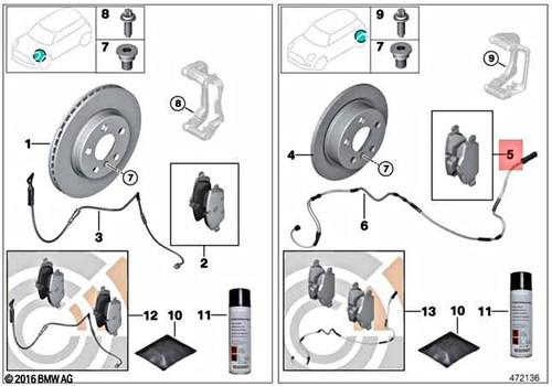 Genuine MINI R60 R61 Countryman Rear Brake Pads Pad Set OEM 34219808172 ...