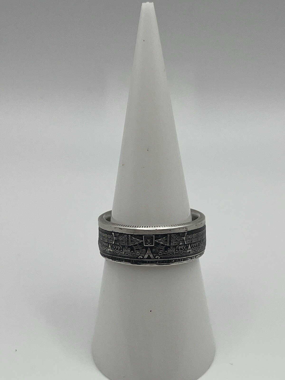 Aztec COIN RING 99.9 Fine Silver - Anillo Azteca -Size 7.25-7.50- 1/4 ...