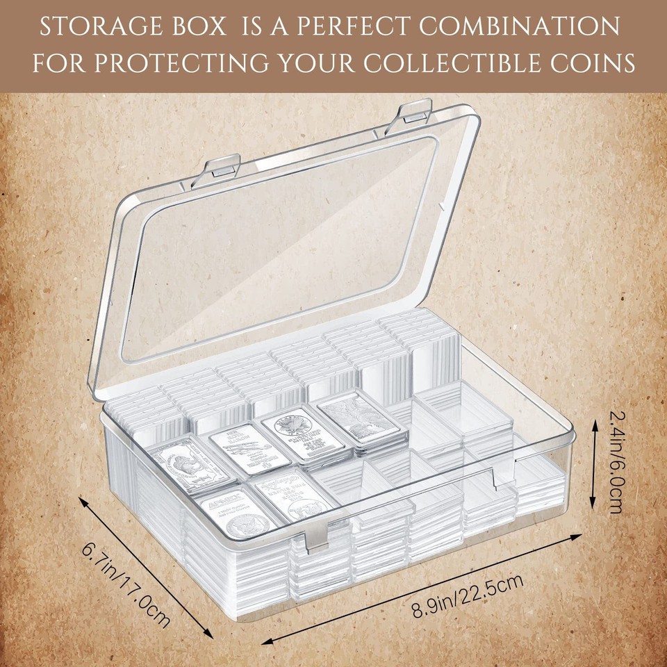 Batiyeer Silver Bar Case Silver Bar Holder Clear 1oz Silver Bar Storage ...