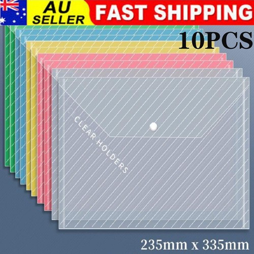 10pcs Transparent Plastic A4 Folders File Bag Document Hold Bag Paper ...