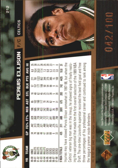 1998-99 Upper Deck Bronze #212 Pervis Ellison/100 | eBay