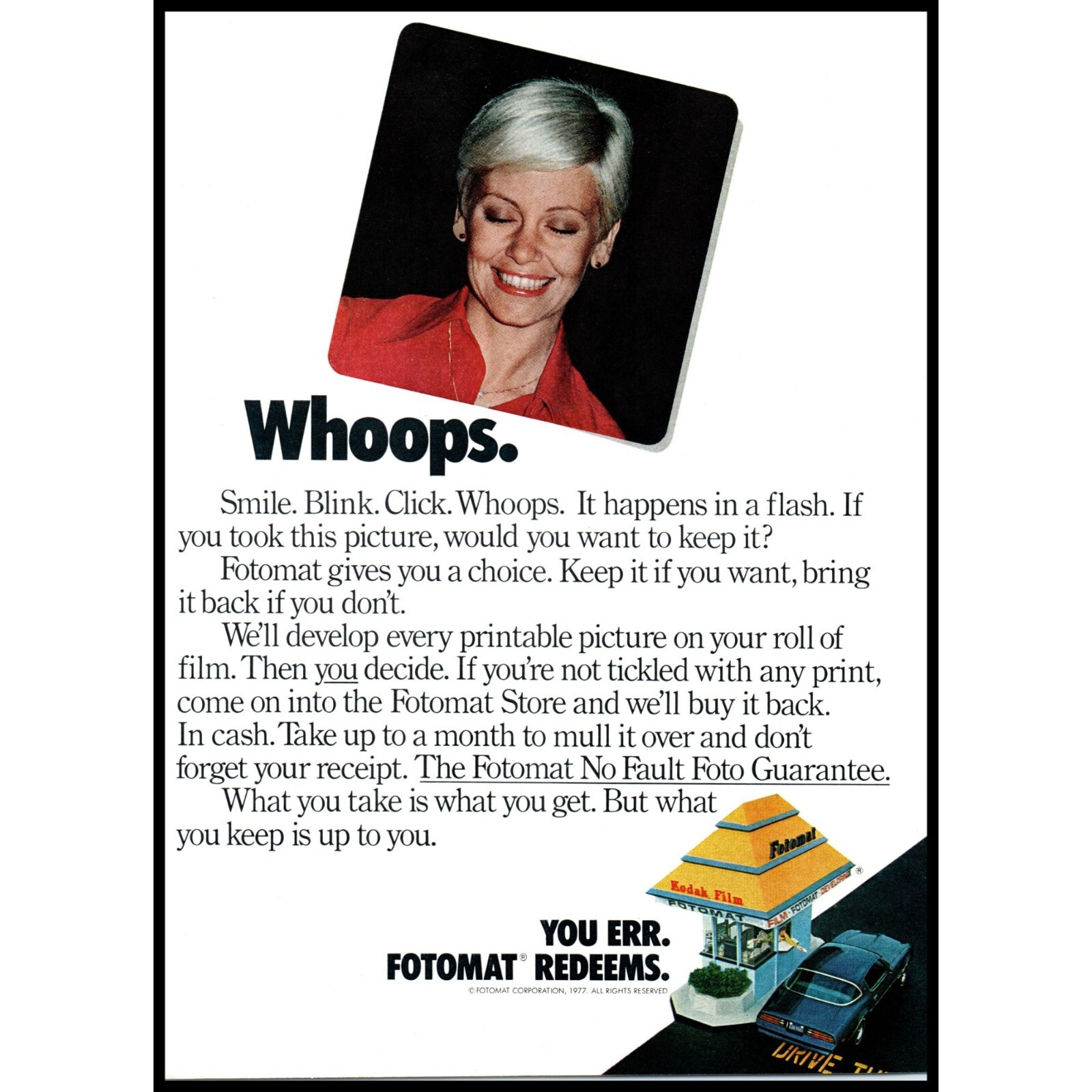 1978 Fotomat Photo Film Developing Vintage Print Ad Whoops Photography ...