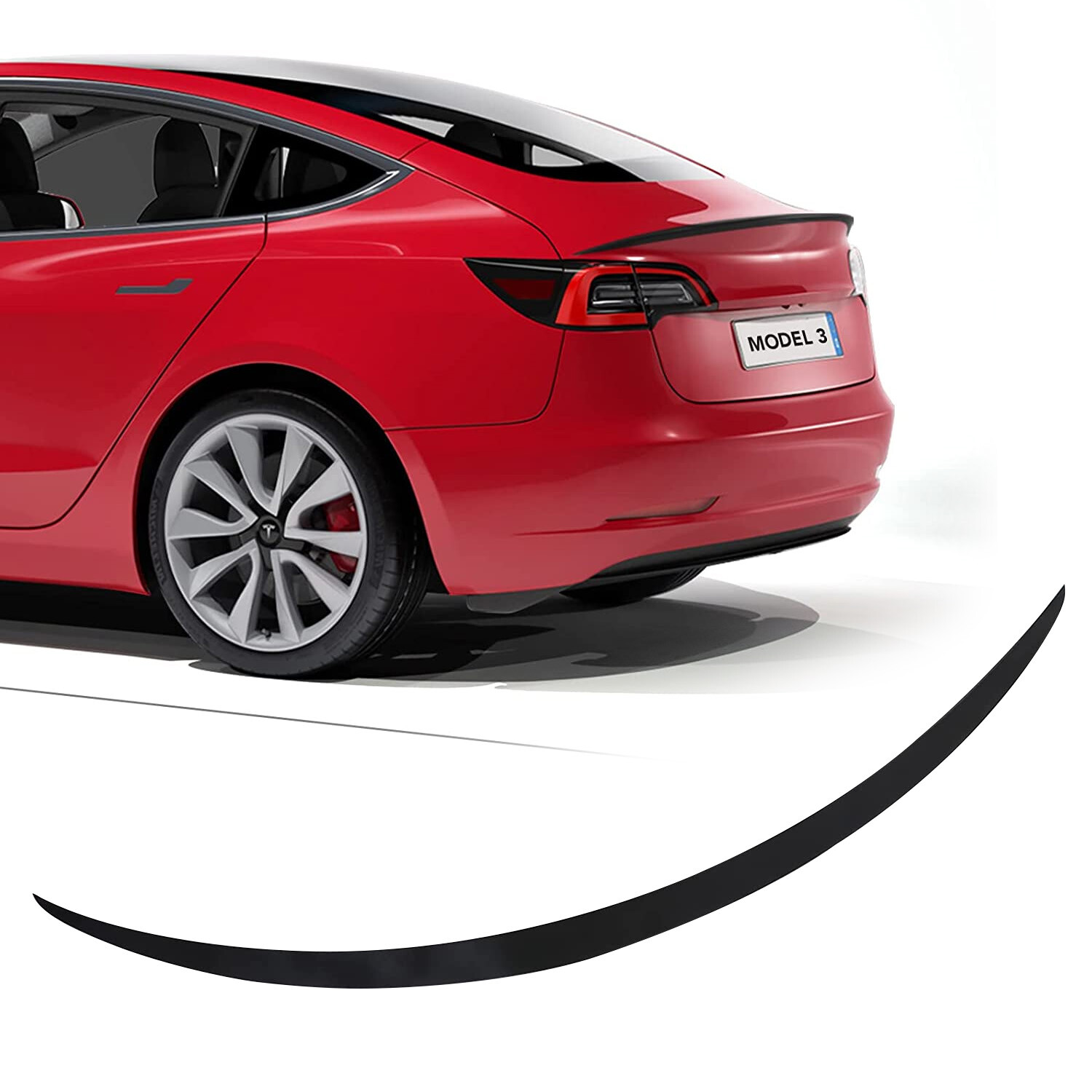 Tesla Model 3 Rear Spoiler Wings ABS Trunk Lip Tail Wing Matte Black ...
