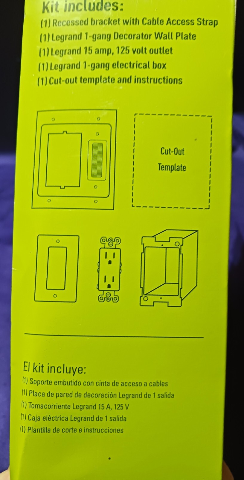 Legrand OnQ In-Wall TV Connection Recessed Power Kit - Hides Cables ...