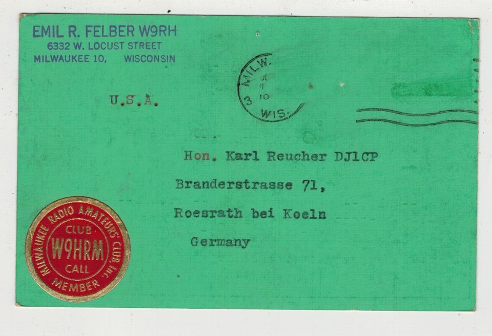 VTG Ham Radio CB Amateur QSL QSO Card W9RH Winconsin USA | eBay