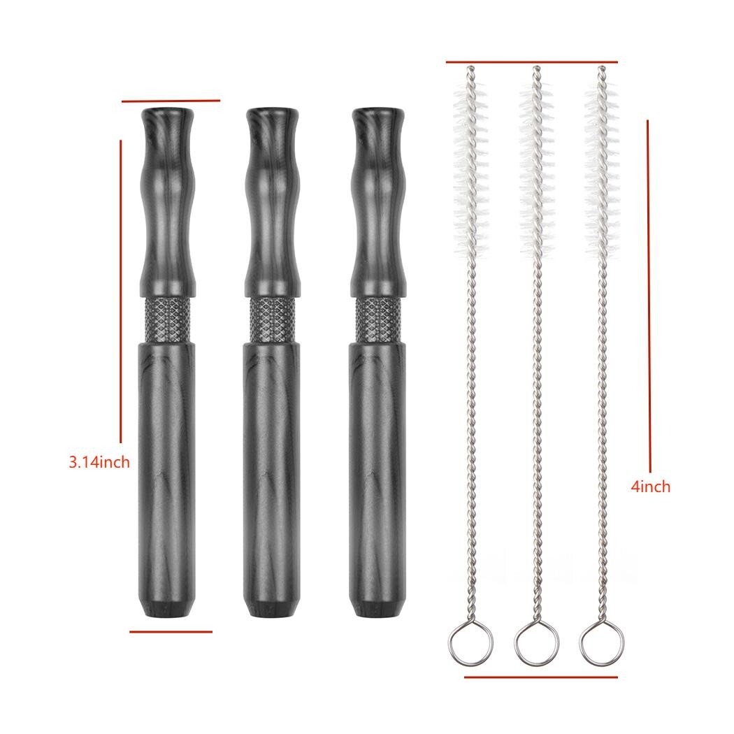 ( Pack of 3 ) 3" One Hitter Pipes with 3 Brush Metal Tobacco Smoking ...