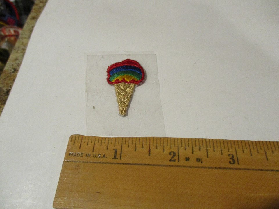 Ice Cream Cone Sew On Patch NEW Embroidery Red Rainbow Red Edge | eBay UK