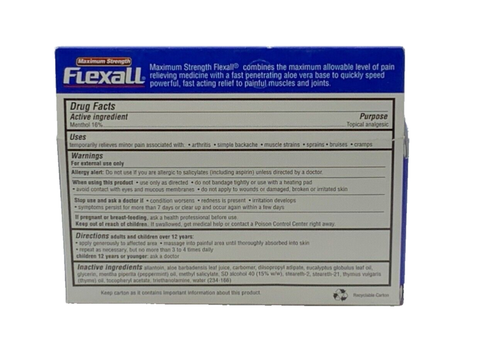 FLEXALL Plus MAXIMUM STRENGTH Pain Relieving GEL 2oz NEW VHTF ...