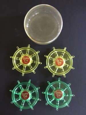 GOETZ COUNTRY CLUB BEER SET OF 4 COASTERS W/ CASE 1950’S RARE SHIP ...