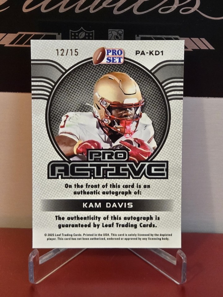 2025 Pro Set Metal Kam Davis Pro Active Auto #d 12/15 SSP Prismatic Purple 🏈🔥 | eBay