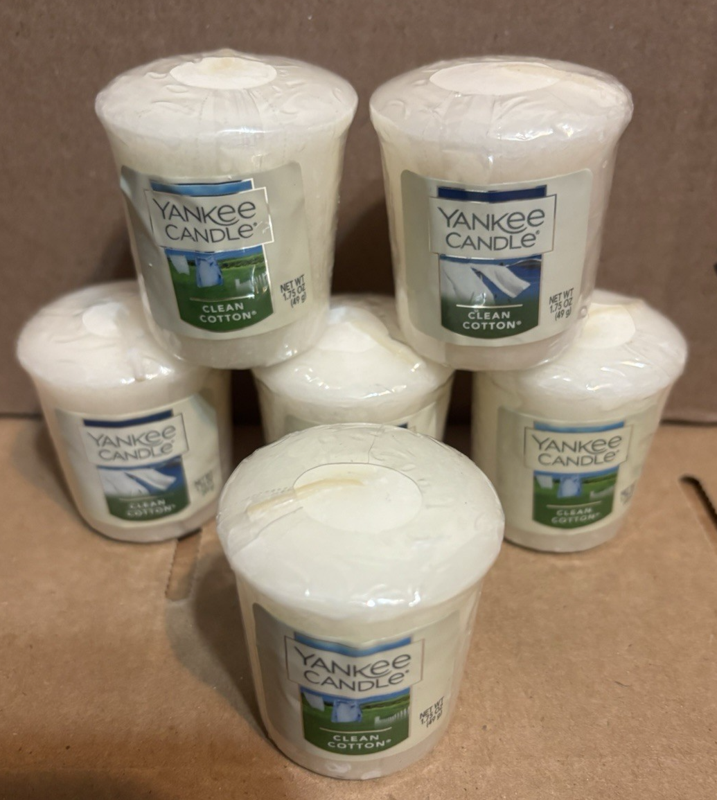 Yankee Candle 6 Clean Cotton Votive Sampler Candles Discontinued | eBay