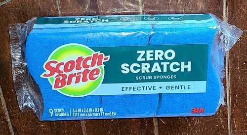 Scotch-Brite 9pc Zero Scratch Scrub Sponges (4.4in x 2.6in x 0.7in Each ...