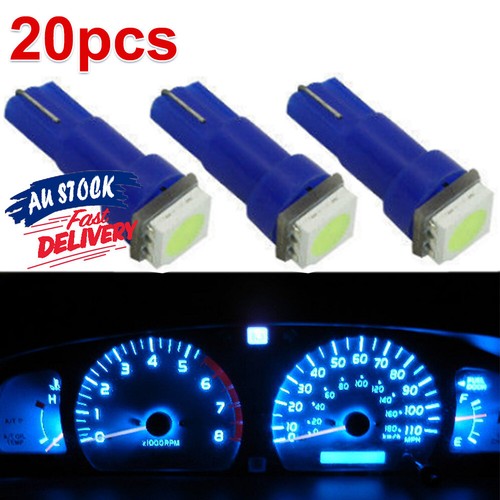 20pcs Dash Wedge T5 Blue Dashboard 12VDC LED Light Bulbs Car 5050 SMD ...