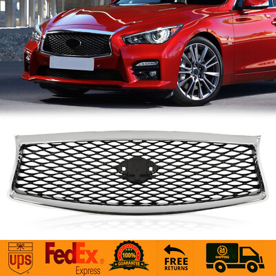 Chrome Upper Grille Fit For Infiniti Q50 2014-2017 JDM Style Front ...