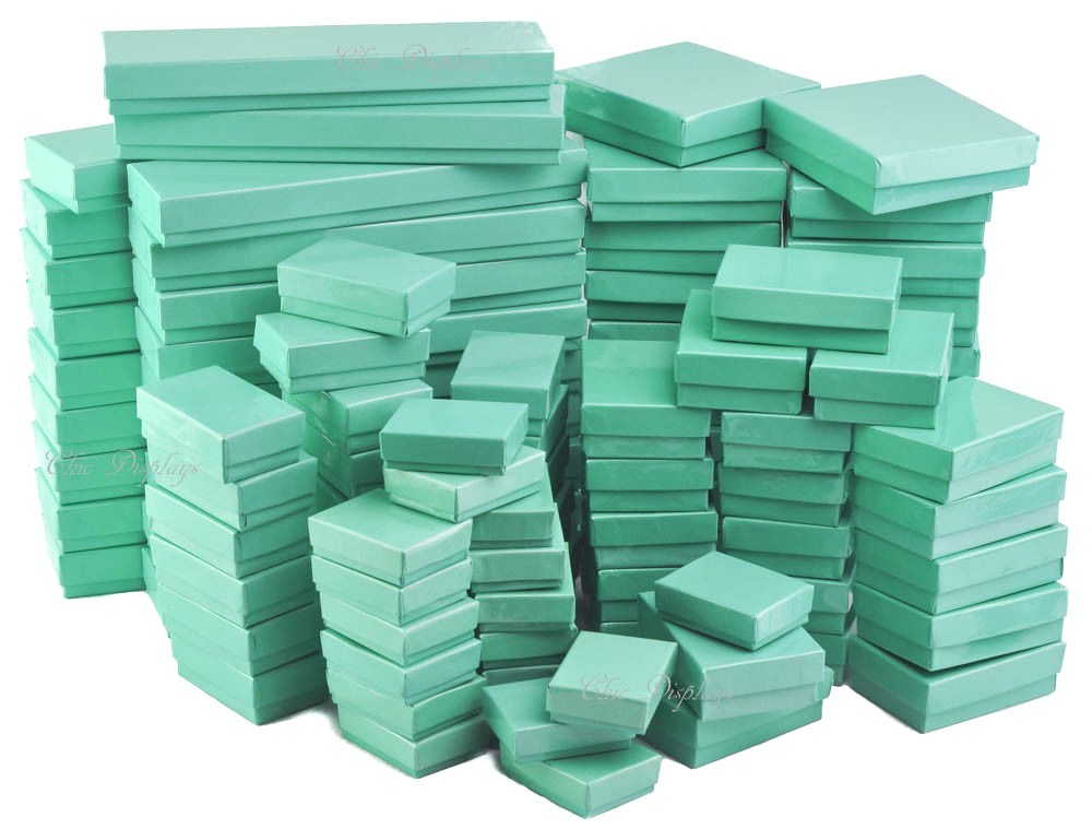 Teal Gift Boxes Glossy Teal Cotton Filled Jewelry Box for Jewelry 20~50 ...