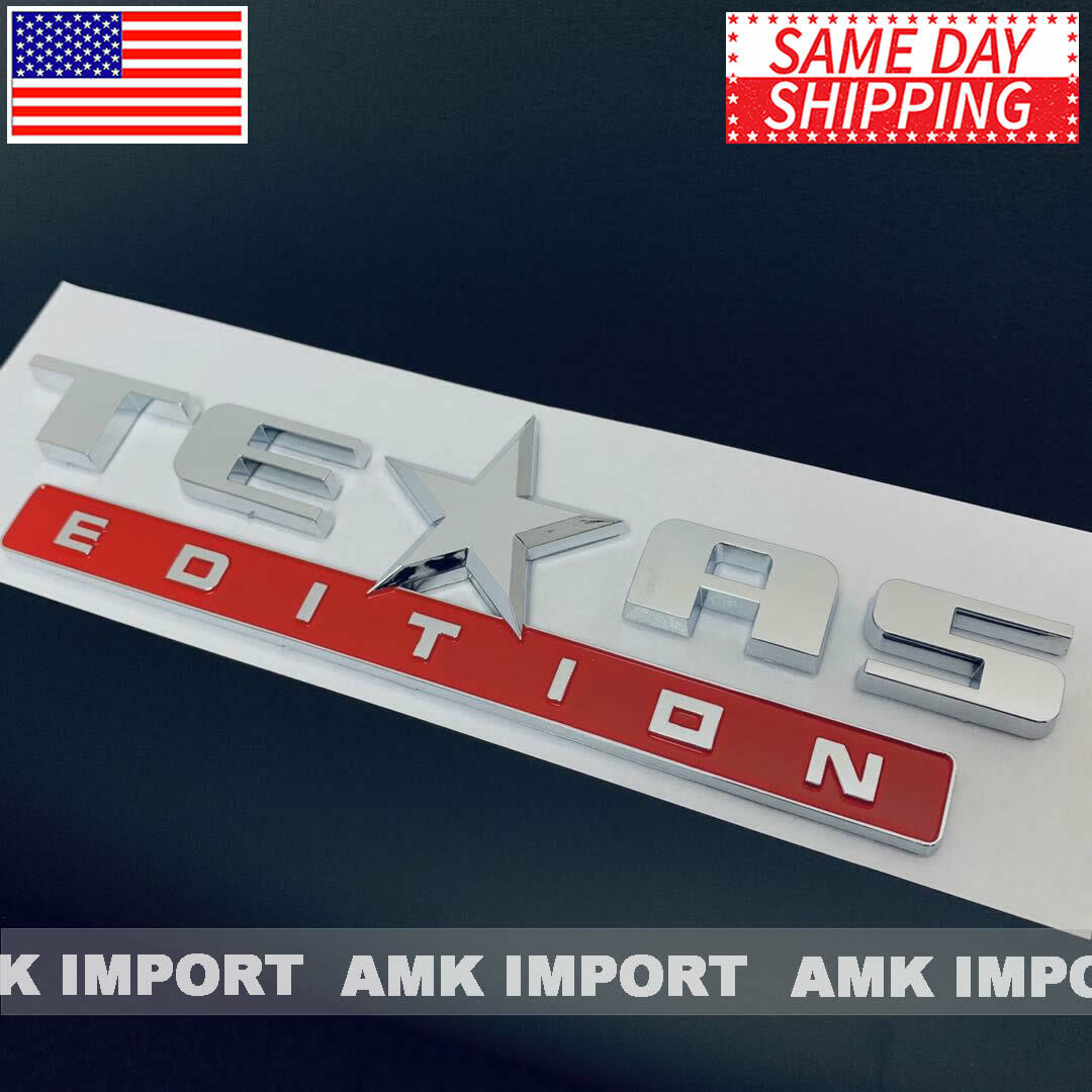 10" TEXAS Edition Logo Emblem Decal Sign Black Chrome Red Truck Boat ...