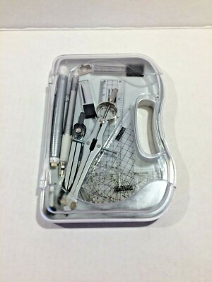 Buffalo Deluxe Math Set Bow Compass Dual-Tip Point Protractor Triangle ...