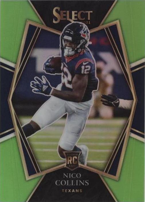 2021 Panini Select - Premier Level Nico Collins #169 Neon Green Prizm ...