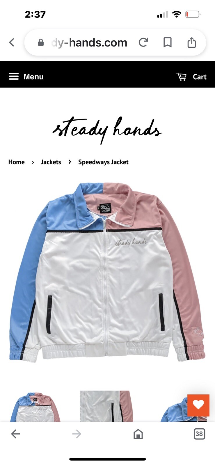 Steady Hands Speedways Track Jacket Men’s large Pink … - Gem