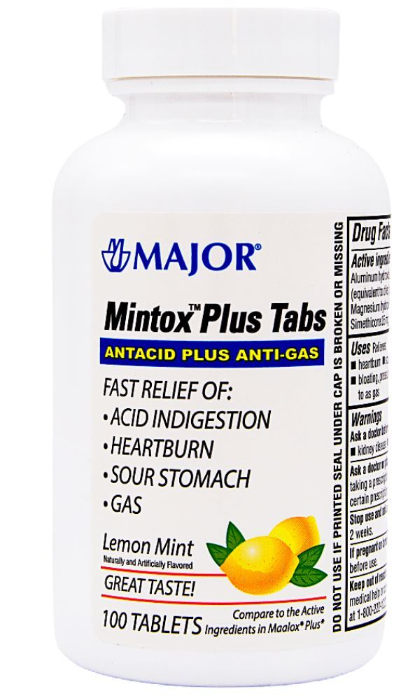 Major Mintox Antacid Antigas - 100 Tablets (Maalox) for Heartburn ...
