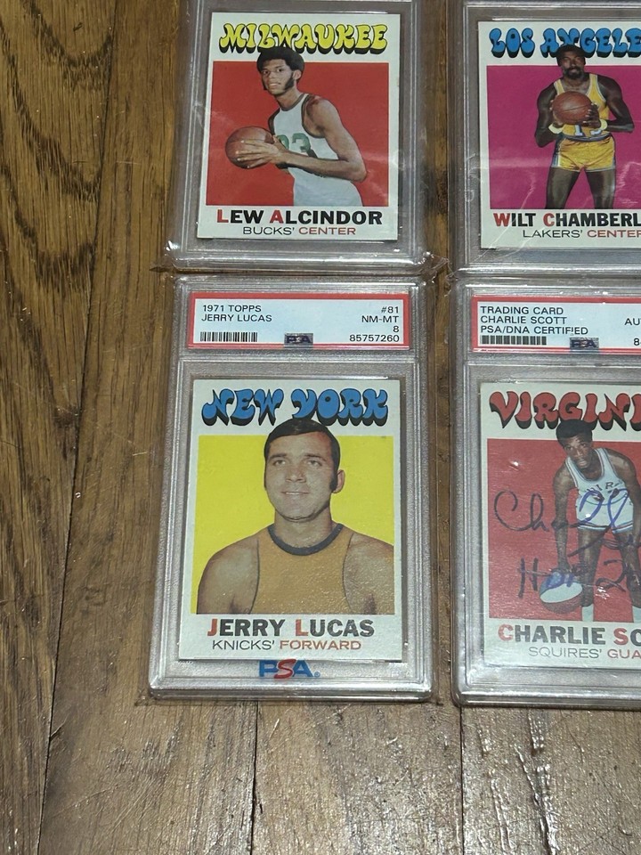 6 1971 Topps Basketball PSA Graded Lot HOF Jabbar Wilt Maravich Scott ...