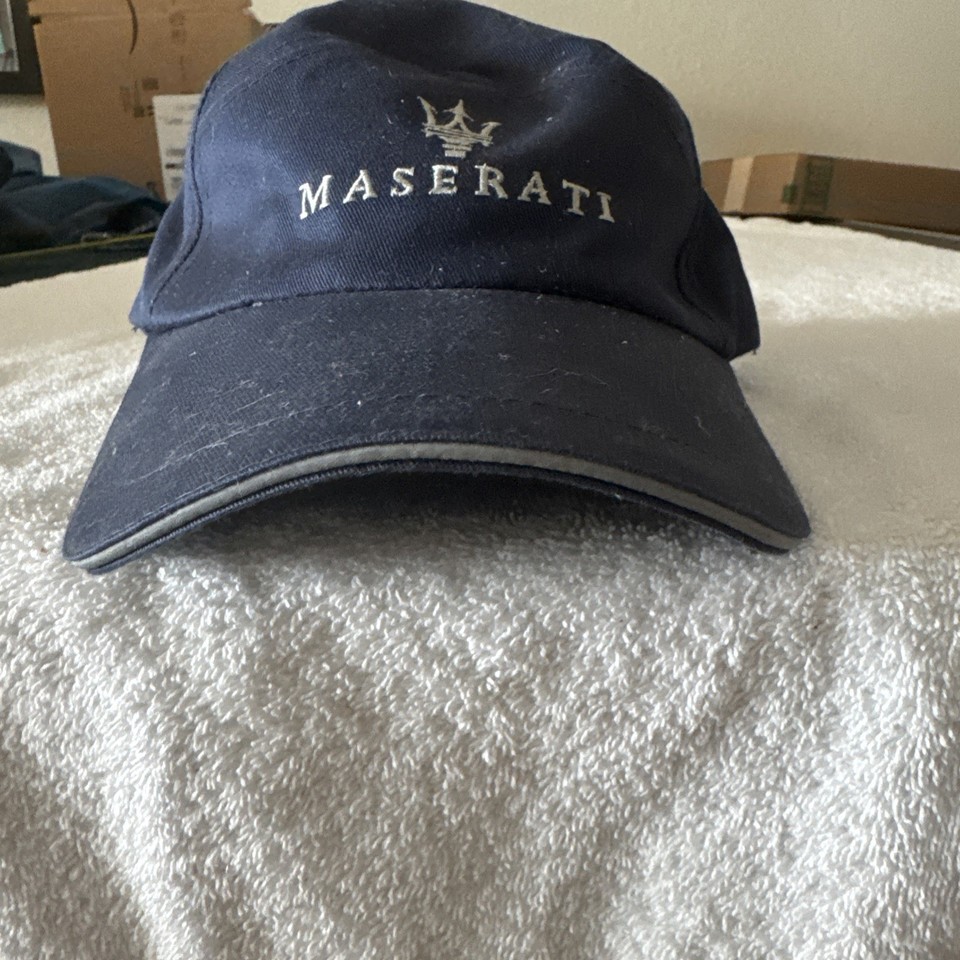 Maserati Blue Embossed Baseball Cap Embroidered Logo Adjustable Hat One ...