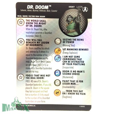 Heroclix Fantastic Four SLOP set Dr. Doom #L075 legacy card! | eBay