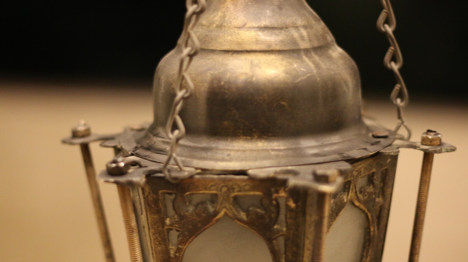 vintage Rare ottoman Brass and Glass Lantern Islamic Mosque Hanging ...