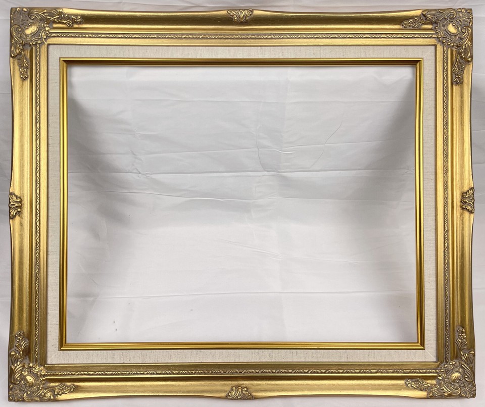 Antique Gold Ornate Baroque Wood Picture Frame Linen Liner 3" Wide | eBay