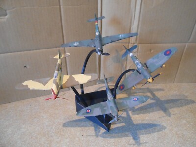 BUILT & PAINTED PLASTIC MODEL AIRCRAFT X 4 WITH AIRFIX DISPLAY STAND ...