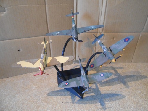 BUILT & PAINTED PLASTIC MODEL AIRCRAFT X 4 WITH AIRFIX DISPLAY STAND ...
