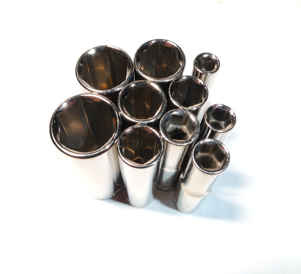 Craftsman NOS 1/4" Drive Deep 10 PC 6 PT SAE Socket Set Made In USA ...