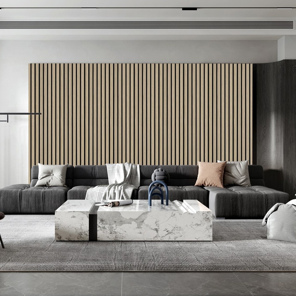 4PCS Wall Panels, Wood Slat Acoustic Panels Grooved Soundproof Panels ...