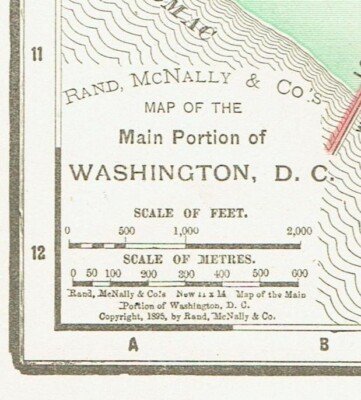1895 2 Color Antique Maps of Virginia and Main Portion of Washington DC ...