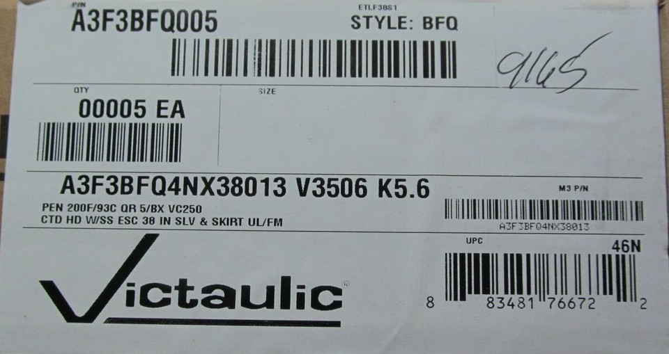 5-PACK VICTAULIC VICFLEX A3F3BFQ005 38in DRY SPRINKLER ASSEMBLY V3506 ...