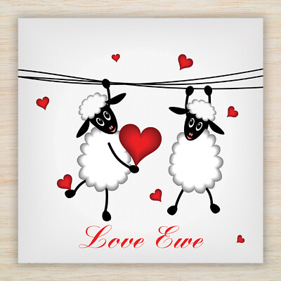 Anniversary Card / Birthday Card - Love Ewe - Cute Sheep lambs & Hearts ...